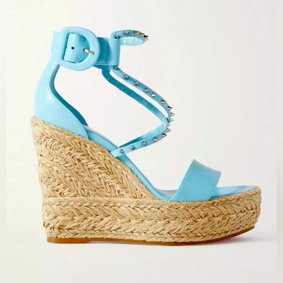 Christian Louboutin | Shoes | Christian Louboutin Blue Wedge Heels Sky ...